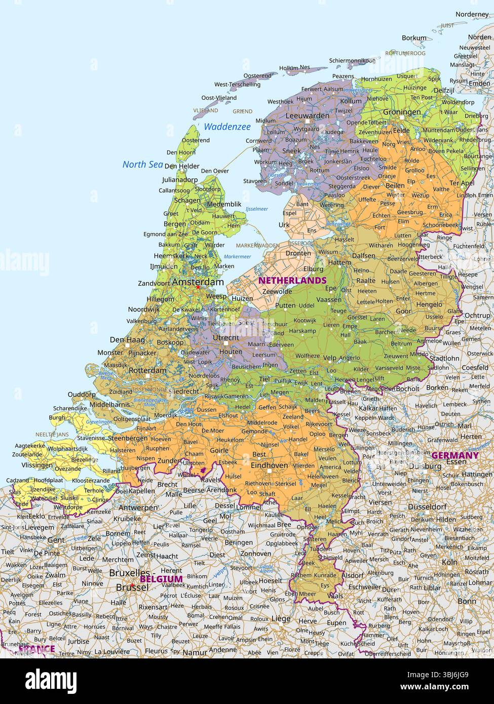 Detailed political map of the of Netherlands Stock Vector Image & Art ...