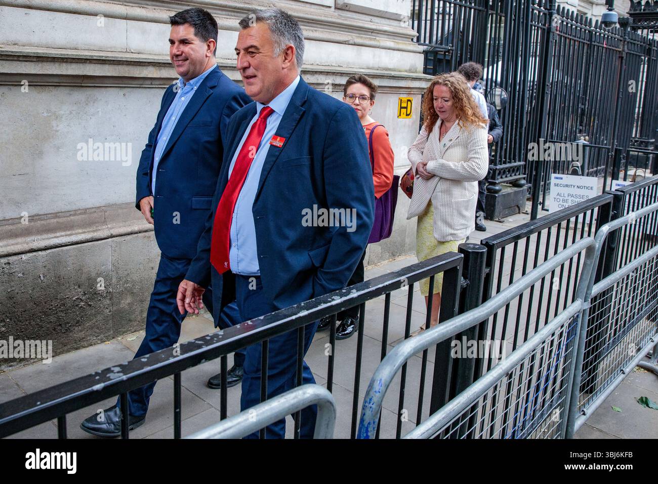 Labour MPs Richard Burgon (l) and Ian Byrne (c) leave Downing Street ...