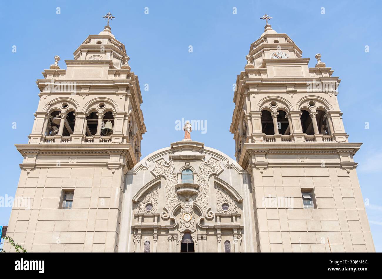 Architectural detail with the bell towers of Iglesia San Francisco de ...