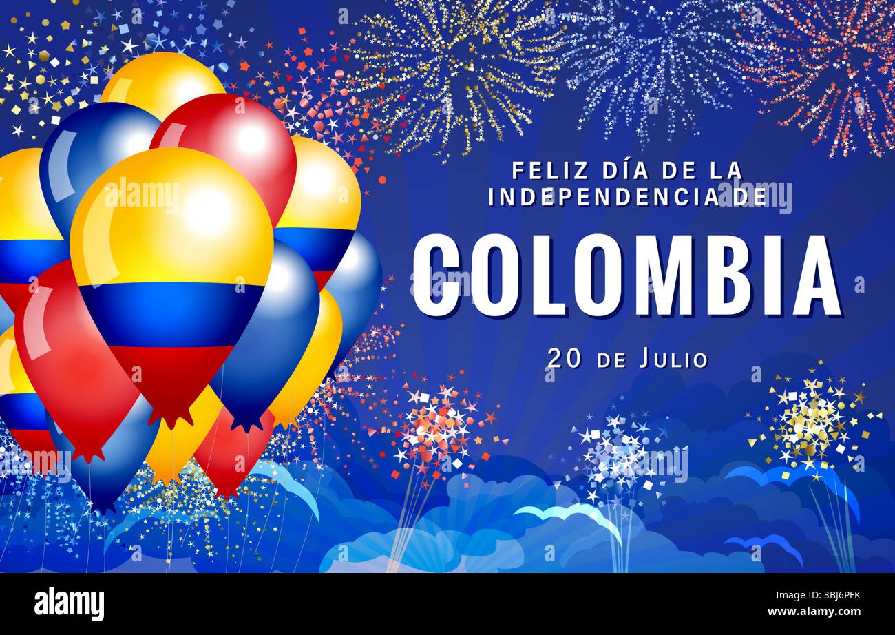 Happy Independence Day of Colombia, July 20 Spanish congrats. Greeting ...