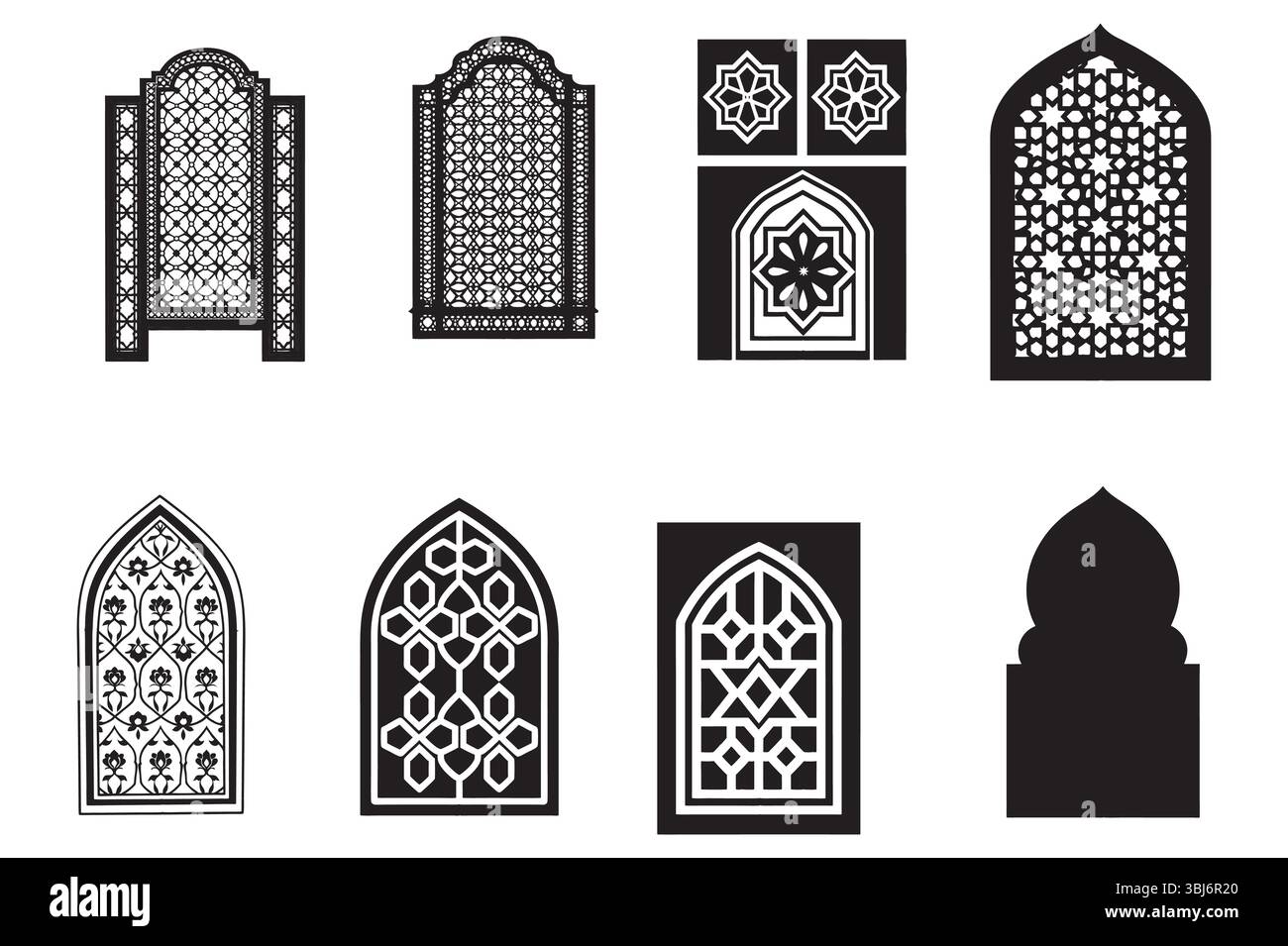 Elegant Islamic Architectural Windows and Doors Designs Stock Vector ...
