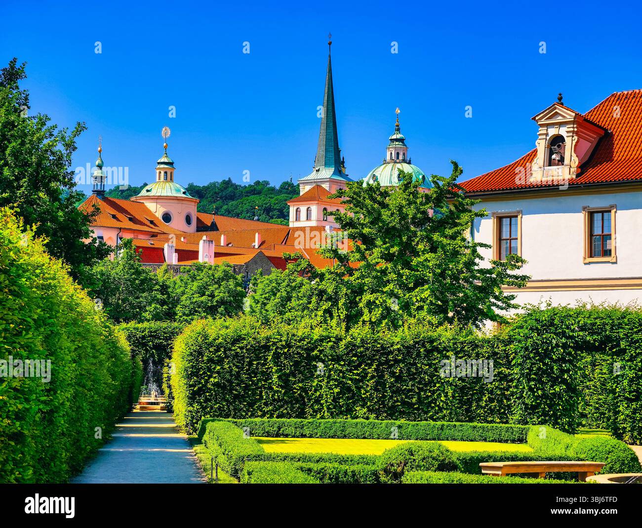 Scenic view of the historic Wallenstein Garden in Prague, Czech ...