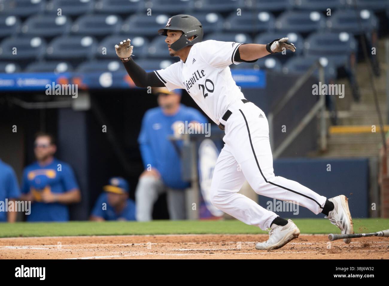 Jake Munroe (20) of the Louisville Cardinals at bat in an ACC ...