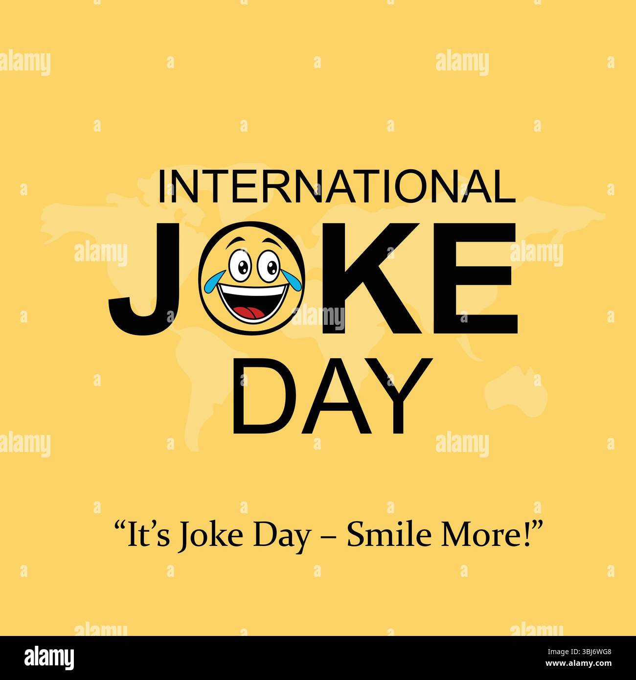 International Joke Day Banner with Laughing Emoji and Blue Text Stock ...