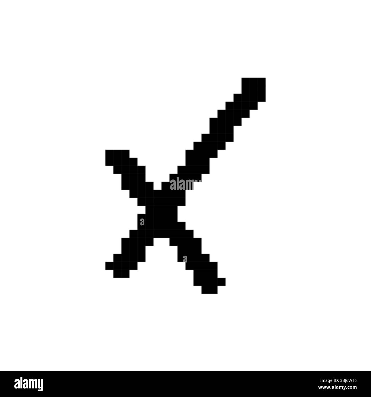 Pixel mosaic icon of crossed X with retro gaming style and minimalist ...