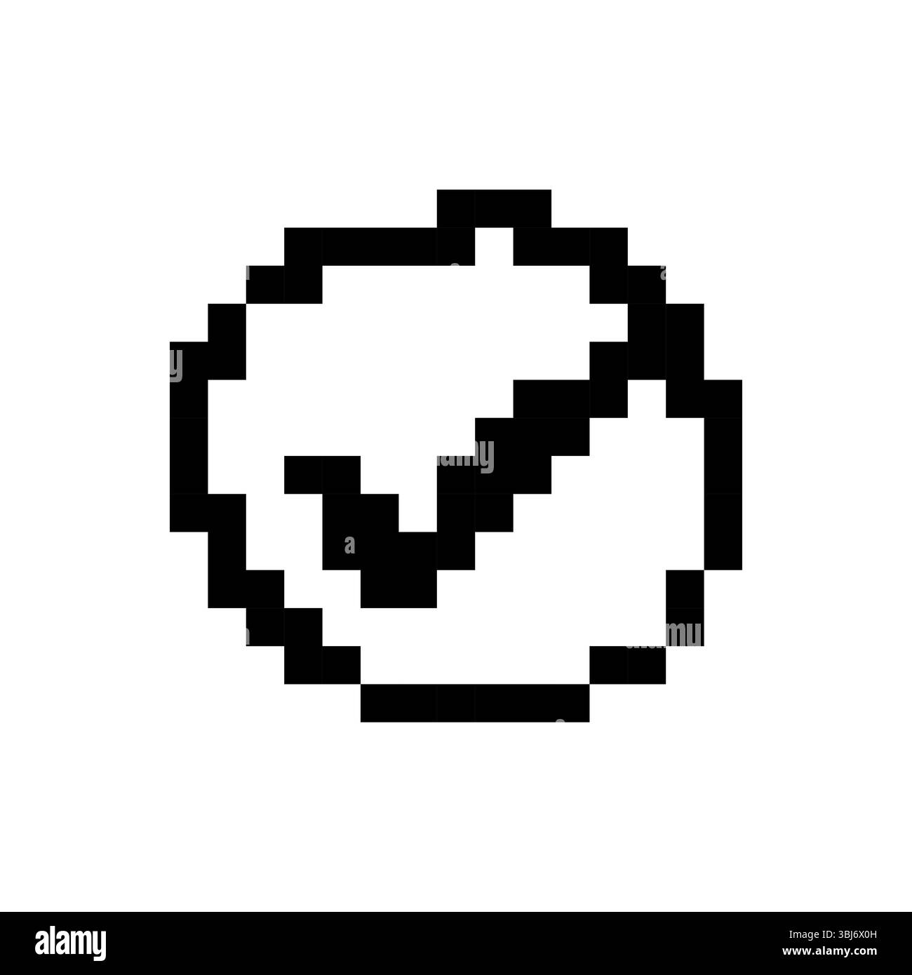 Mosaic pixel icon of check mark symbol with retro style in black and ...