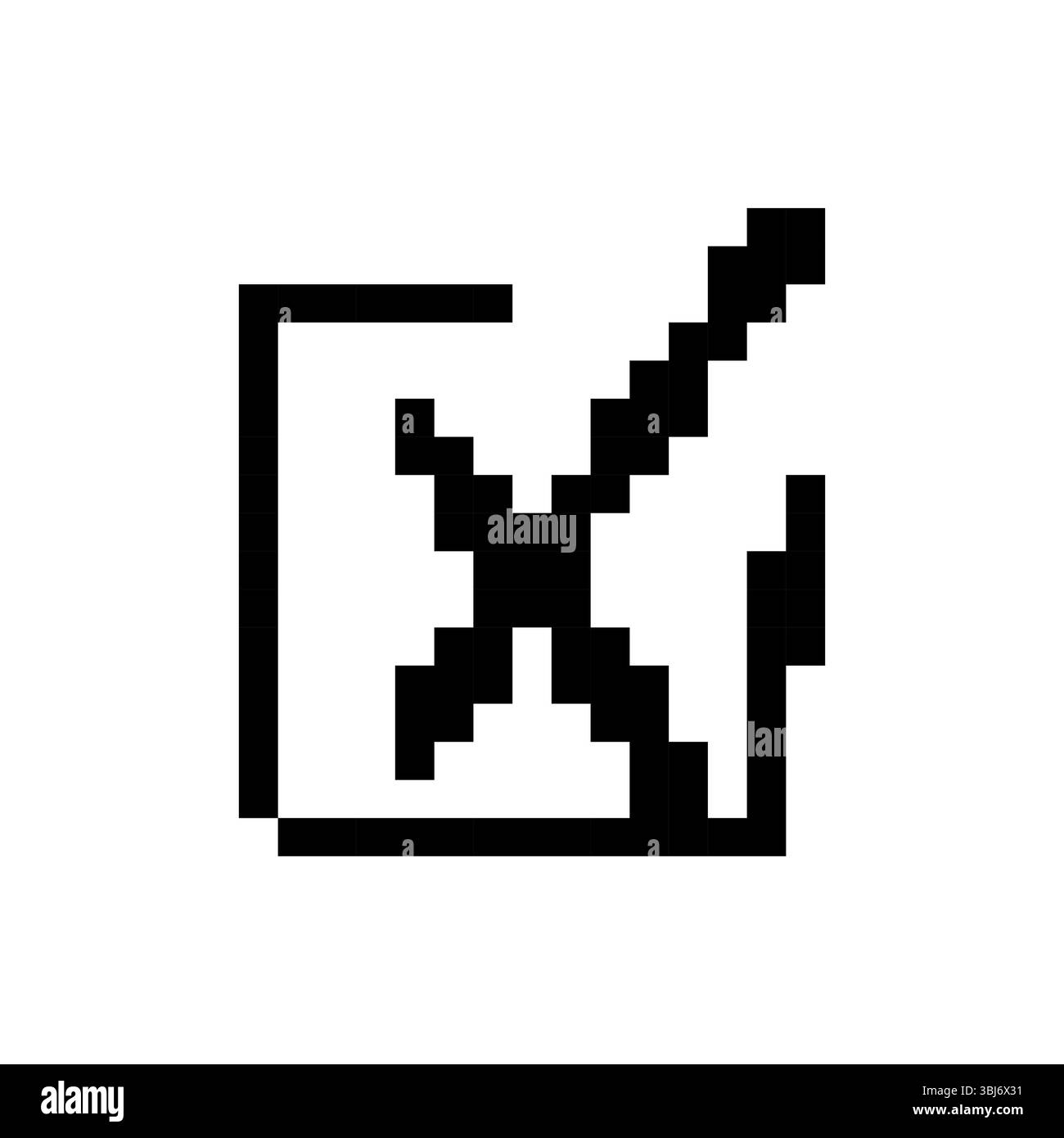 Mosaic pixel style check mark with retro design in black and white ...