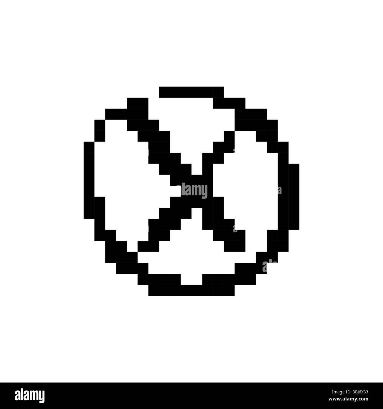 Mosaic pixel style cross icon with retro and simple black and white ...