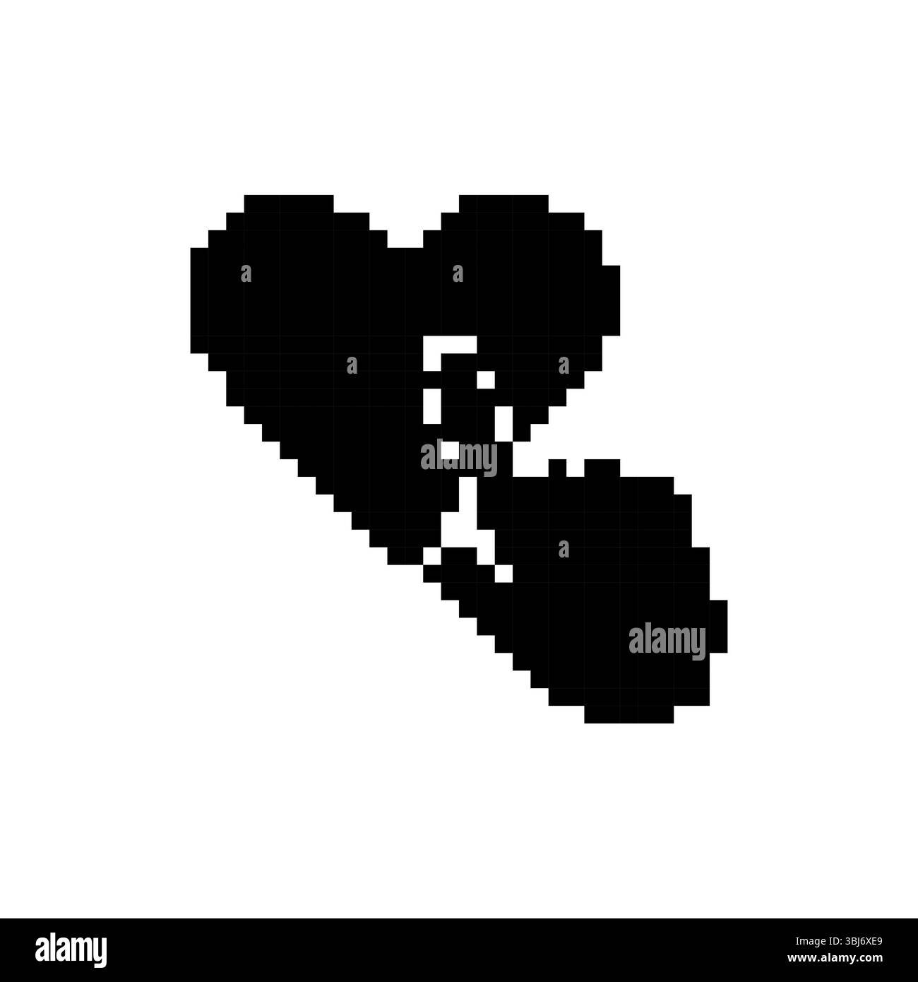 Mosaic pixel art heart shaped hourglass icon reflecting retro sprite ...