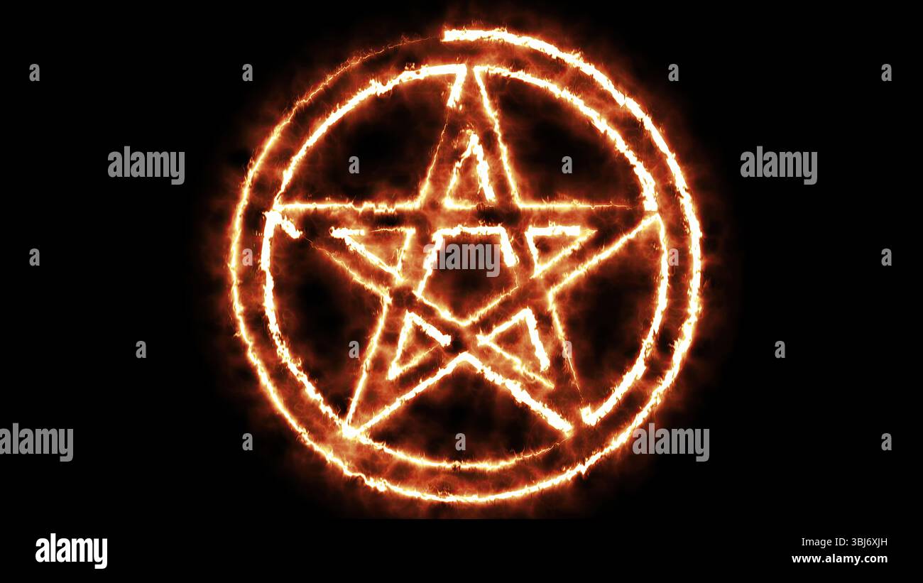 Burning Pentacle symbol in a circle. Computer generated 3d render Stock ...