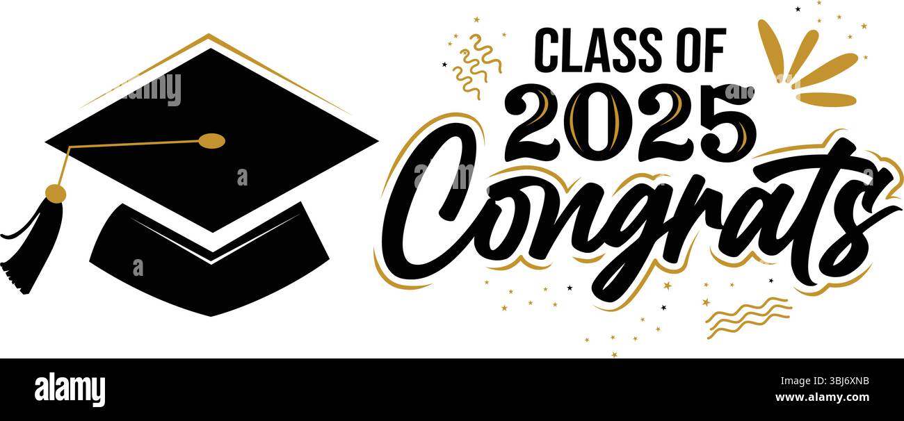 Class of 2025 Congrats greeting. Class of 2025 Congrats with Cap Gold ...