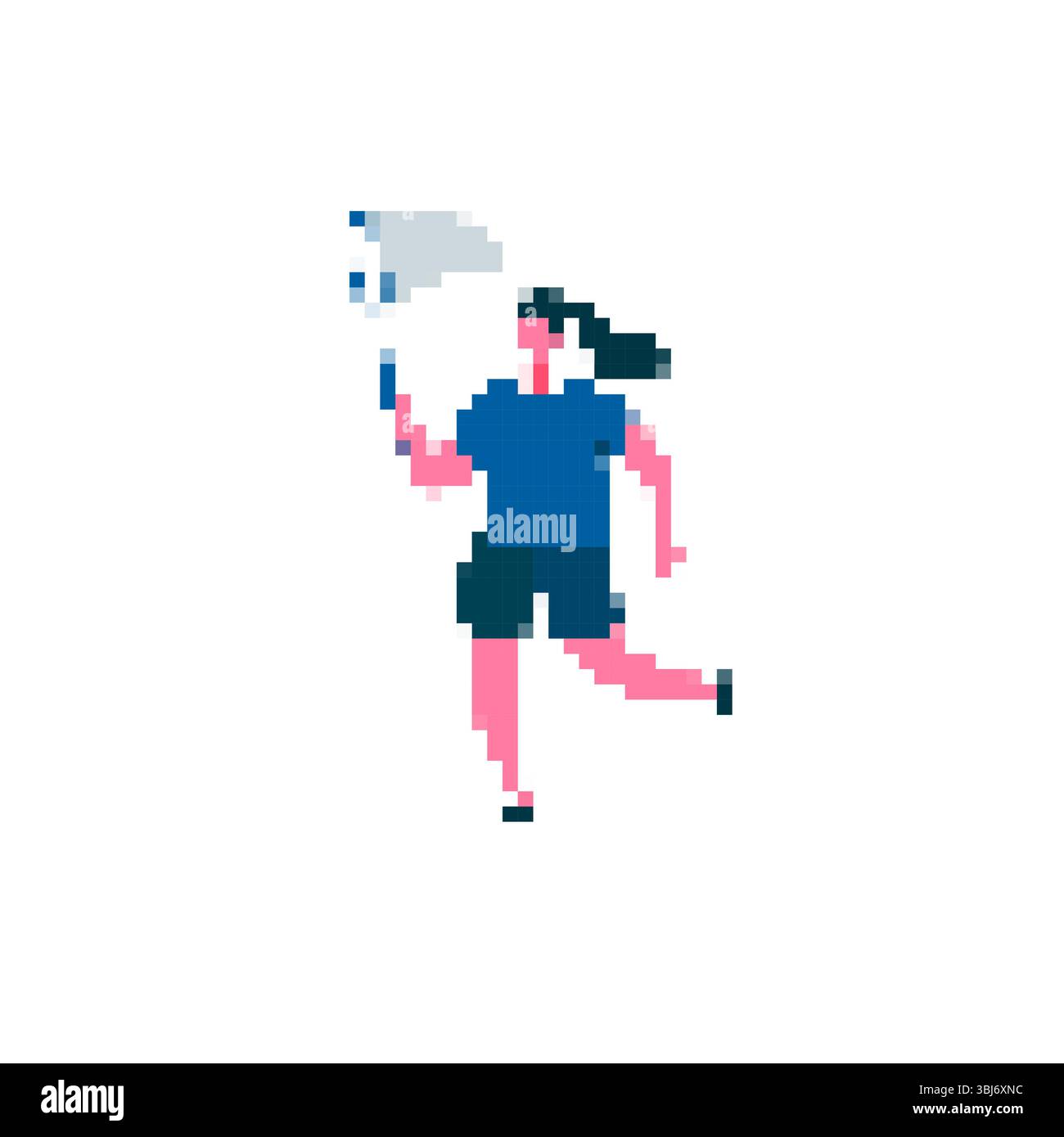 Mosaic style running person with net pixel art depiction reflecting ...
