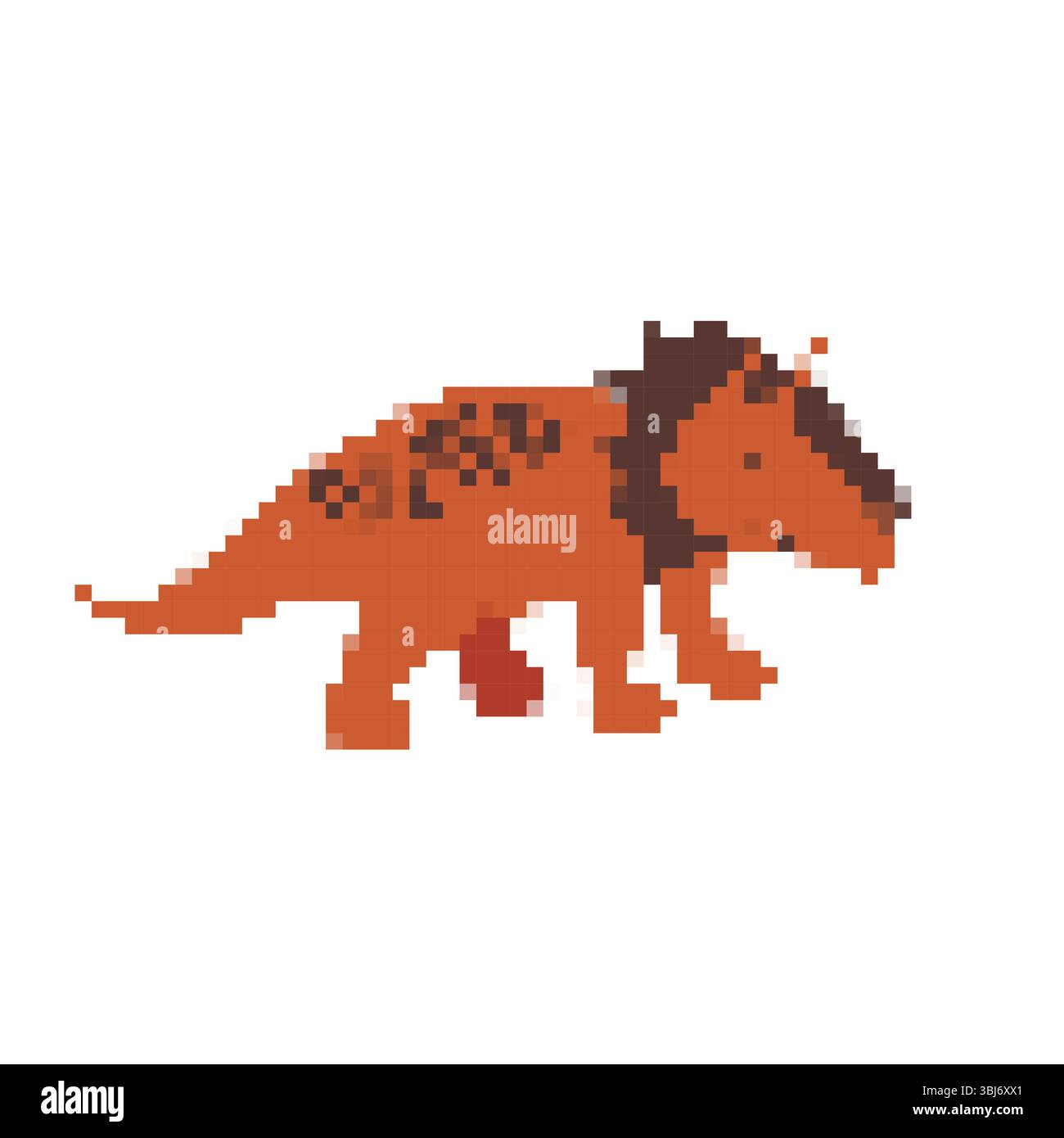 Mosaic pixel art of dinosaur in retro sprite style with brown and ...
