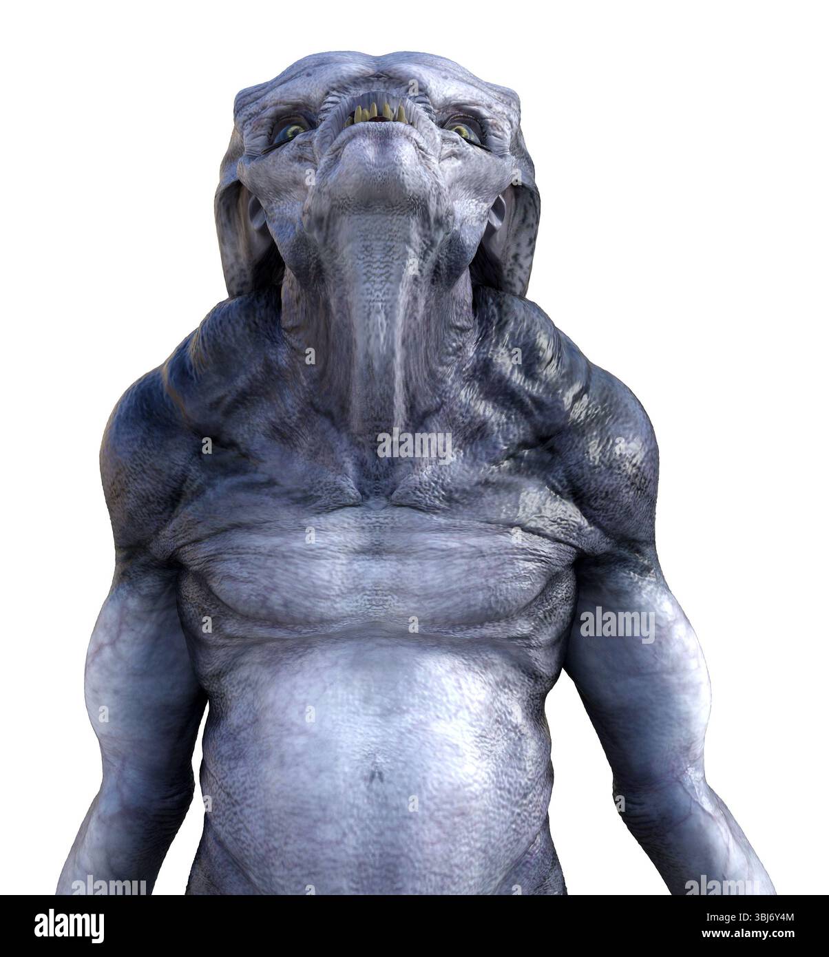 3d illustration of an extraterrestrial monster looking upward in a ...