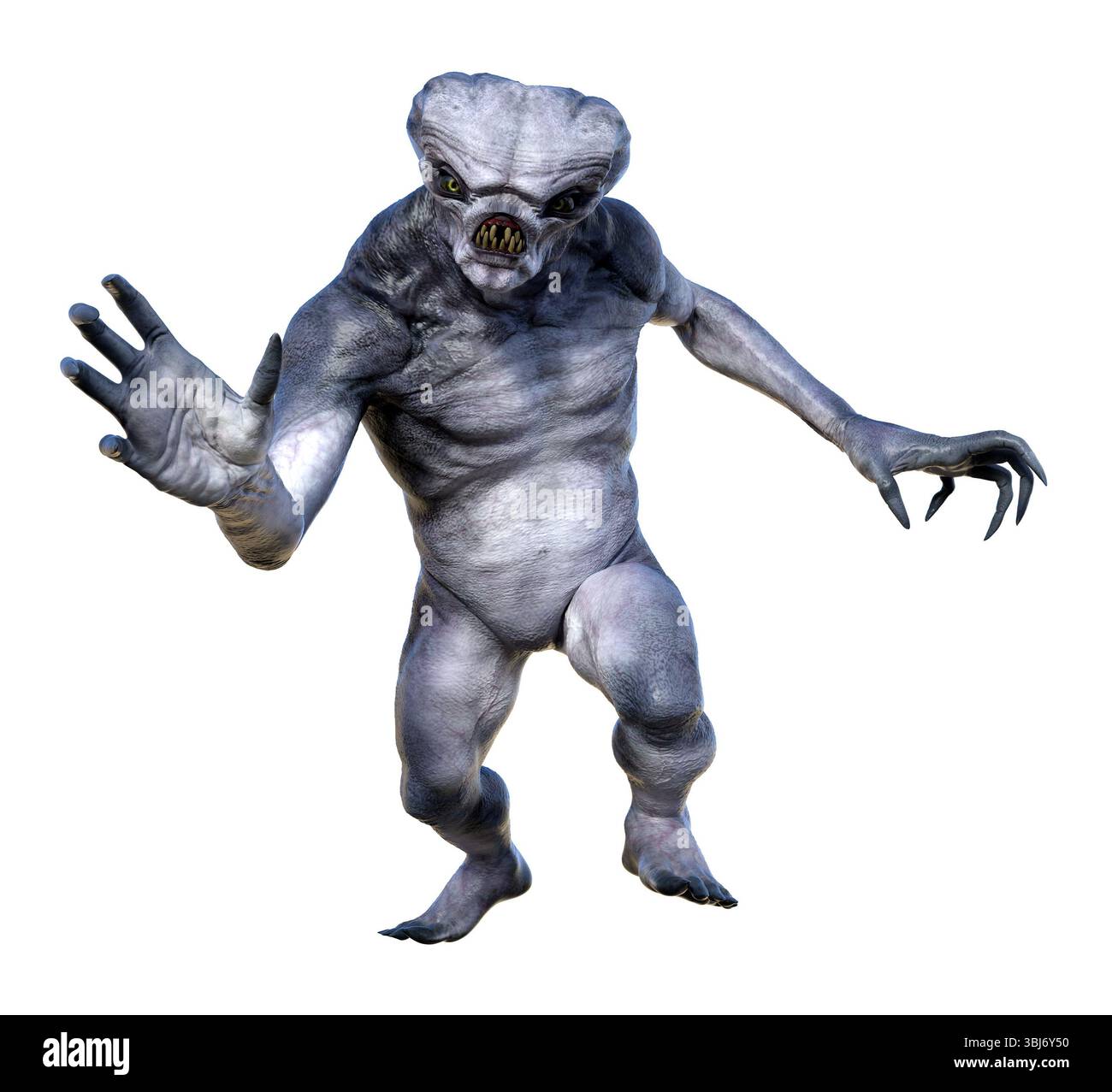 3d illustration of an extraterrestrial monster scowling in an ...
