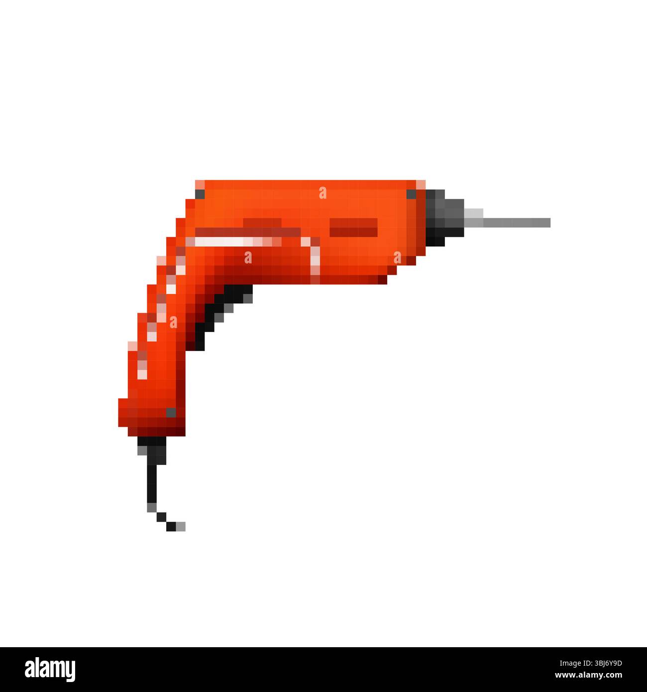 Mosaic pixel art drill in red design focused on tool appearance and ...