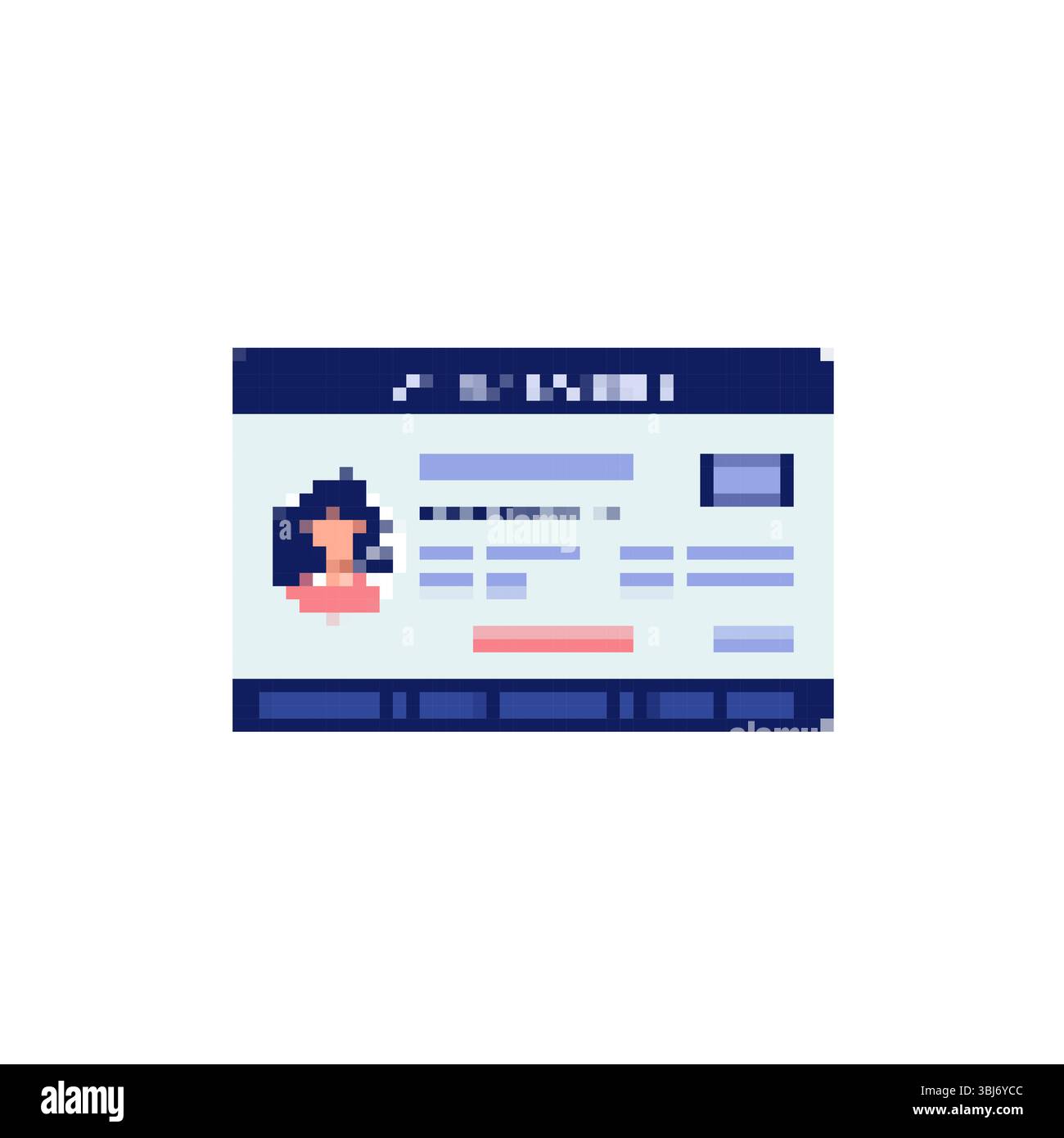 Mosaic pixel id card featuring detailed pixel art with blue and white ...