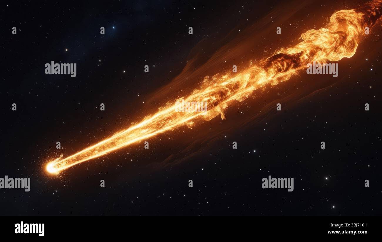 Flaming Meteorite in Space Universe Stock Photo - Alamy