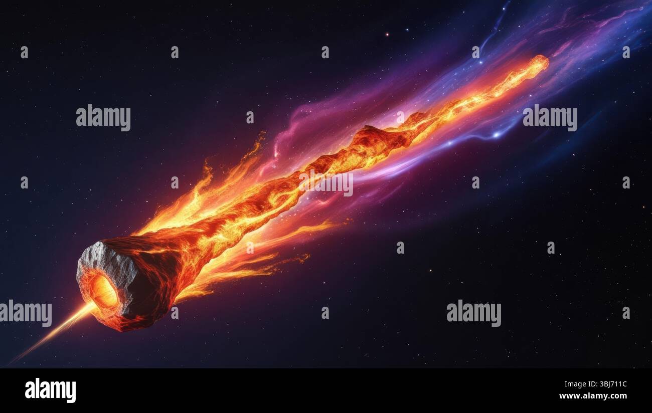 Flaming Meteorite in Space Universe Stock Photo - Alamy