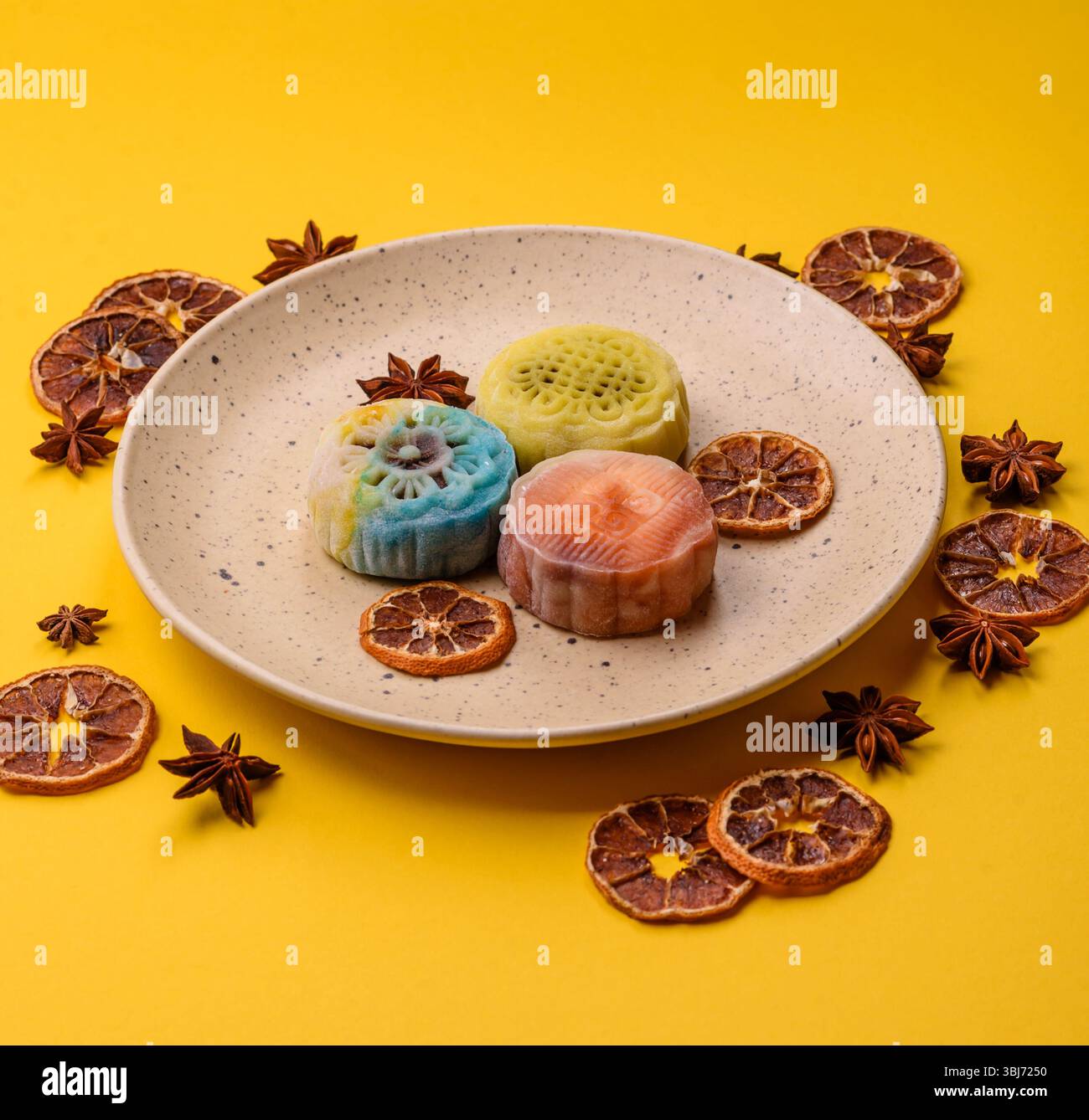 Chinese mooncake is an Asian sweet dessert with a coating of rice dough ...