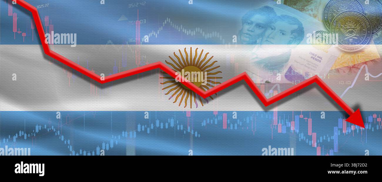 Argentina financial crisis on economic graph. Financial fall of ...