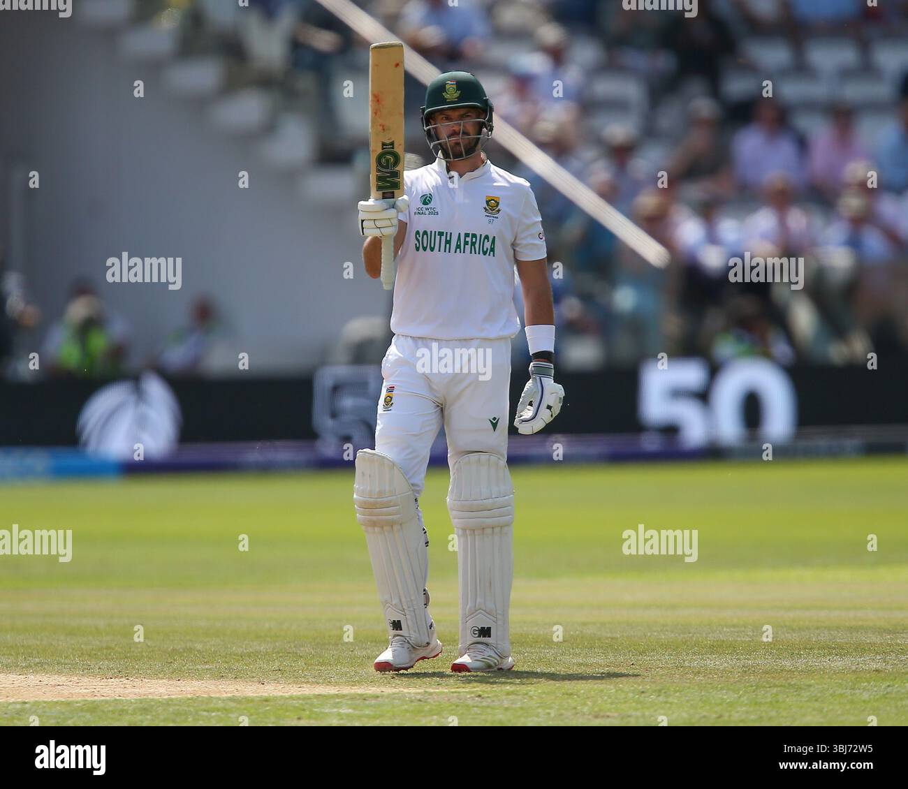 London, England, June 13 2025: Aiden Markram (4 South Africa) raises ...