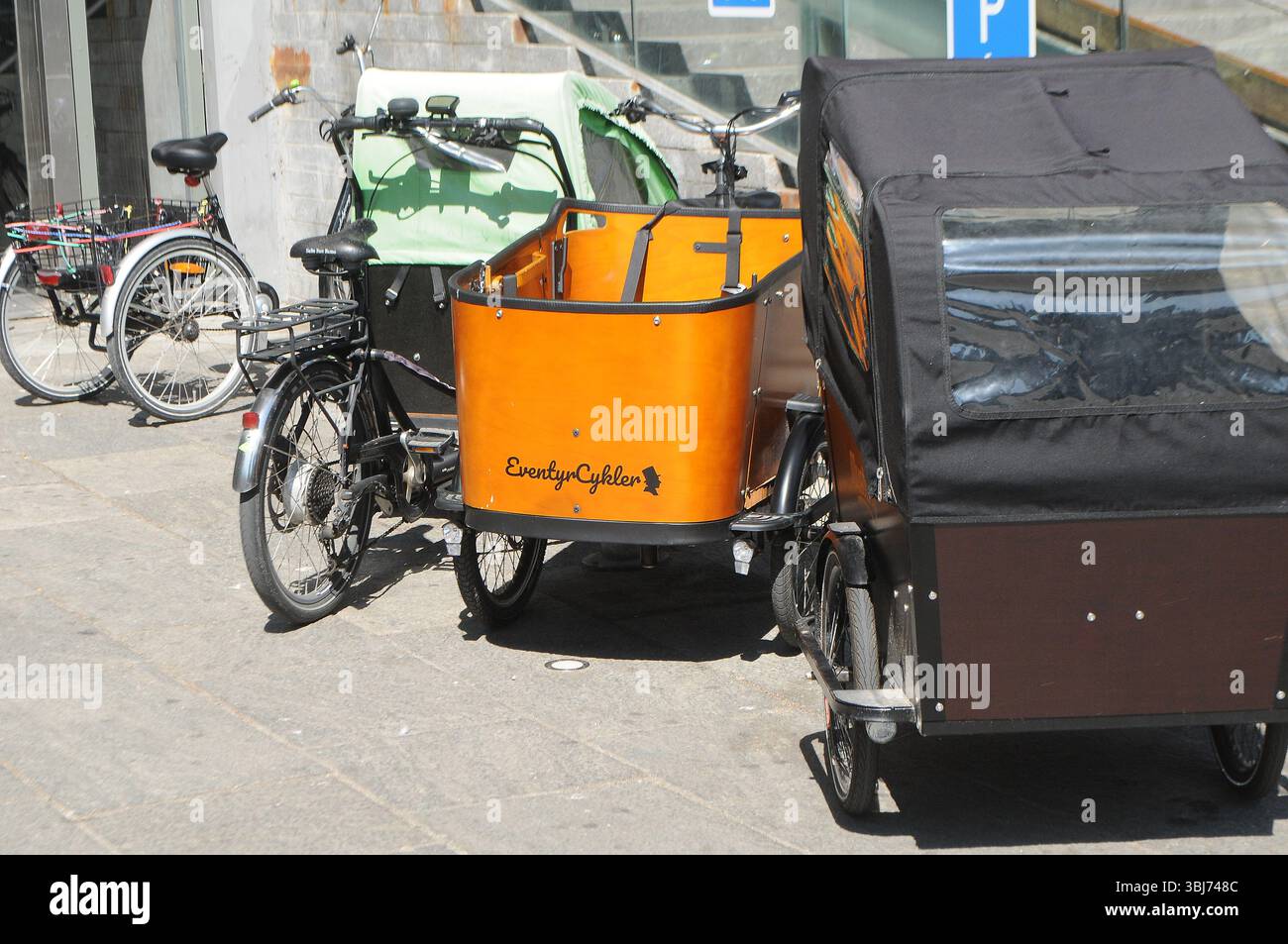 Copenhagen/ Denmark/13 june 2025/.cargo bikes parked at fields mall in ...