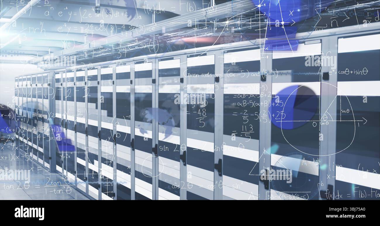 Showcasing row of server cabinets marching down data center hall, with ...