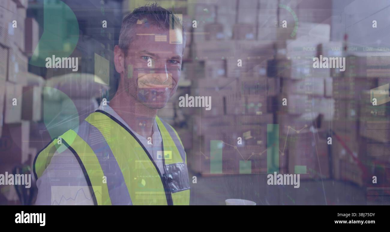 Analyzing data charts warehouse worker hi-res stock photography and ...