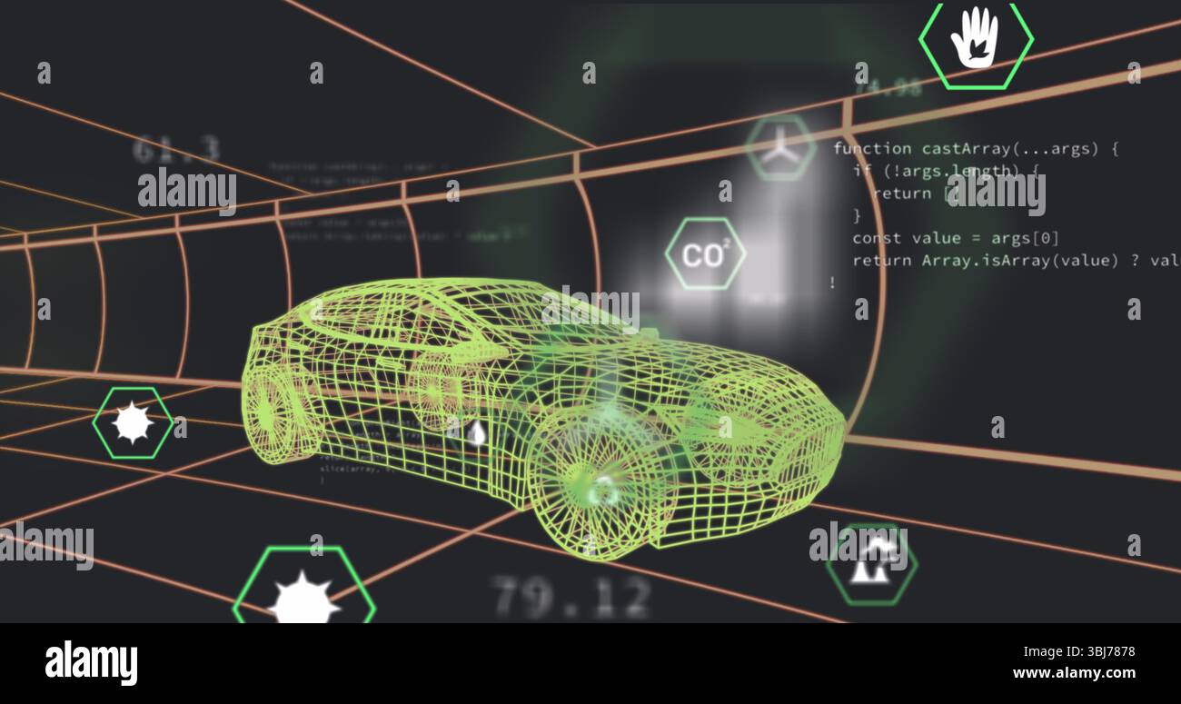 Wireframe car model rotating inside hi-res stock photography and images ...