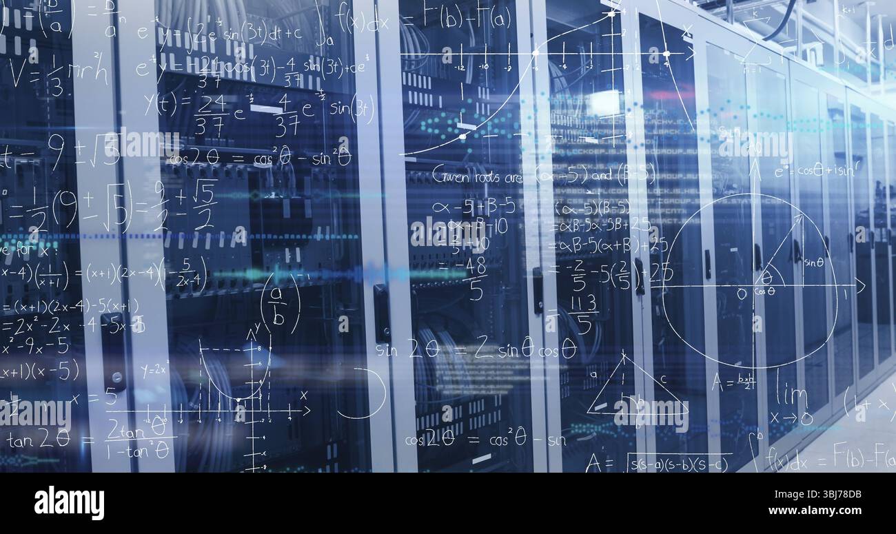 Showing central server racks displaying blinking LEDs in data center ...