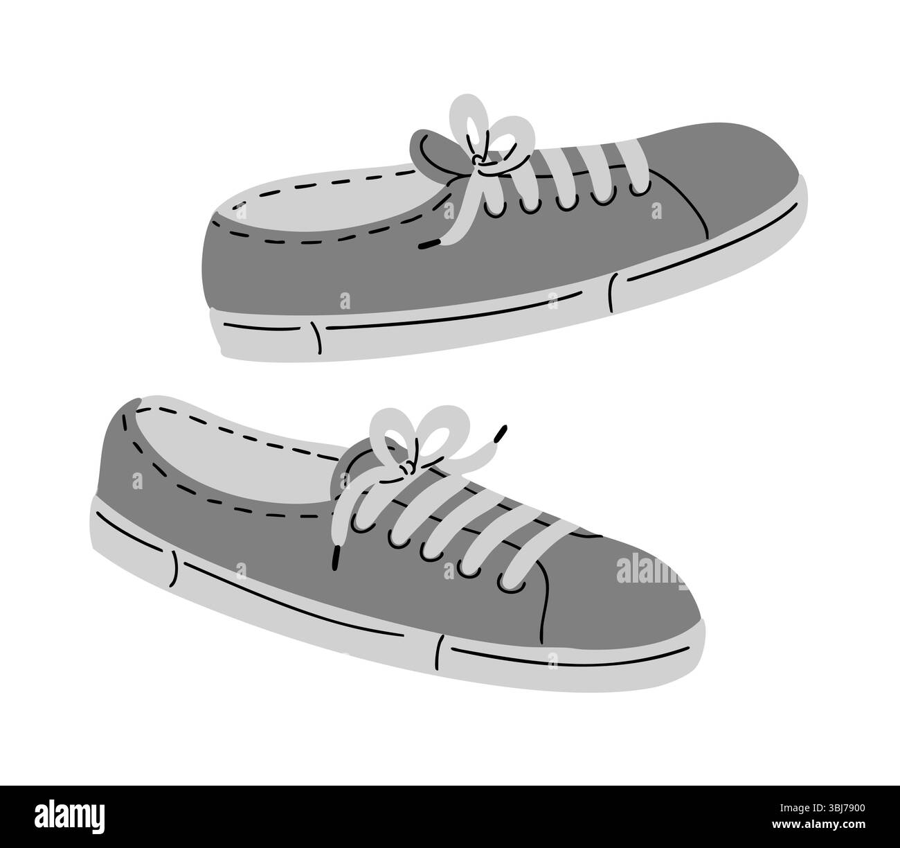 Cartoon style shoes sneakers Black and White Stock Photos & Images - Alamy