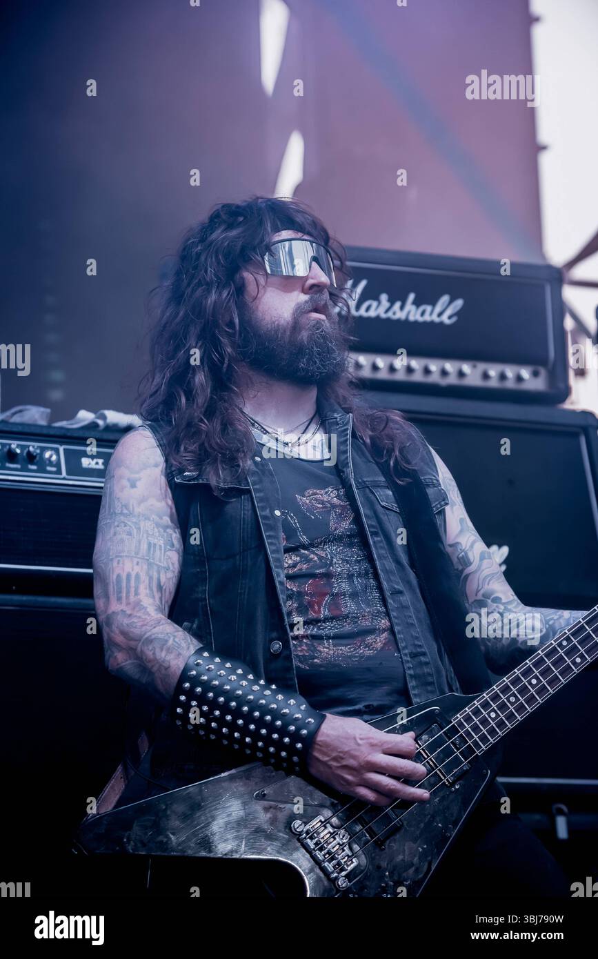 Music Concert - MUNICIPAL WASTE - TOUR 2025 Philip Land Phil Hall play the bass during MUNICIPAL ...