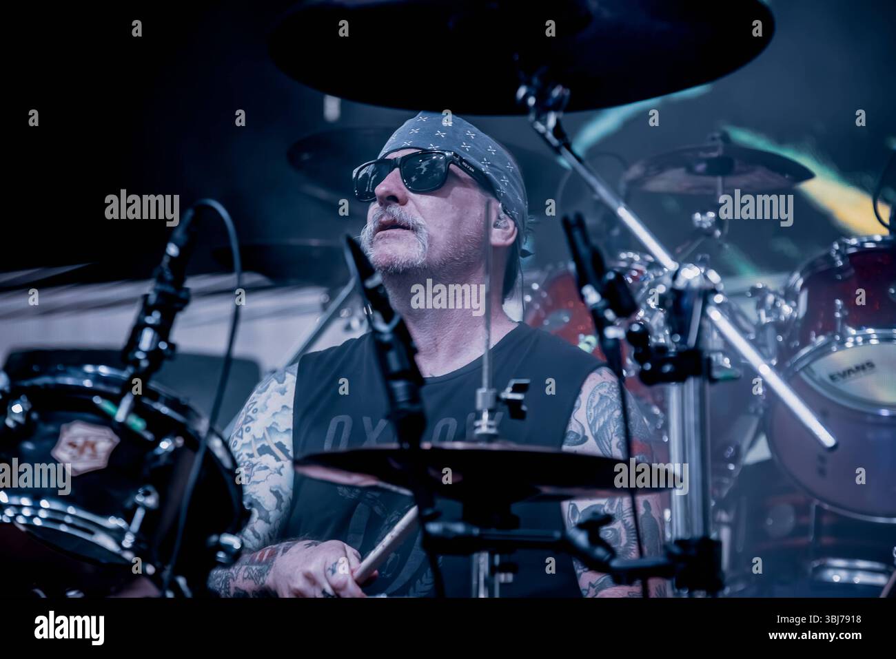 Music Concert - MUNICIPAL WASTE - TOUR 2025 Dave Witte play the drum during MUNICIPAL WASTE ...