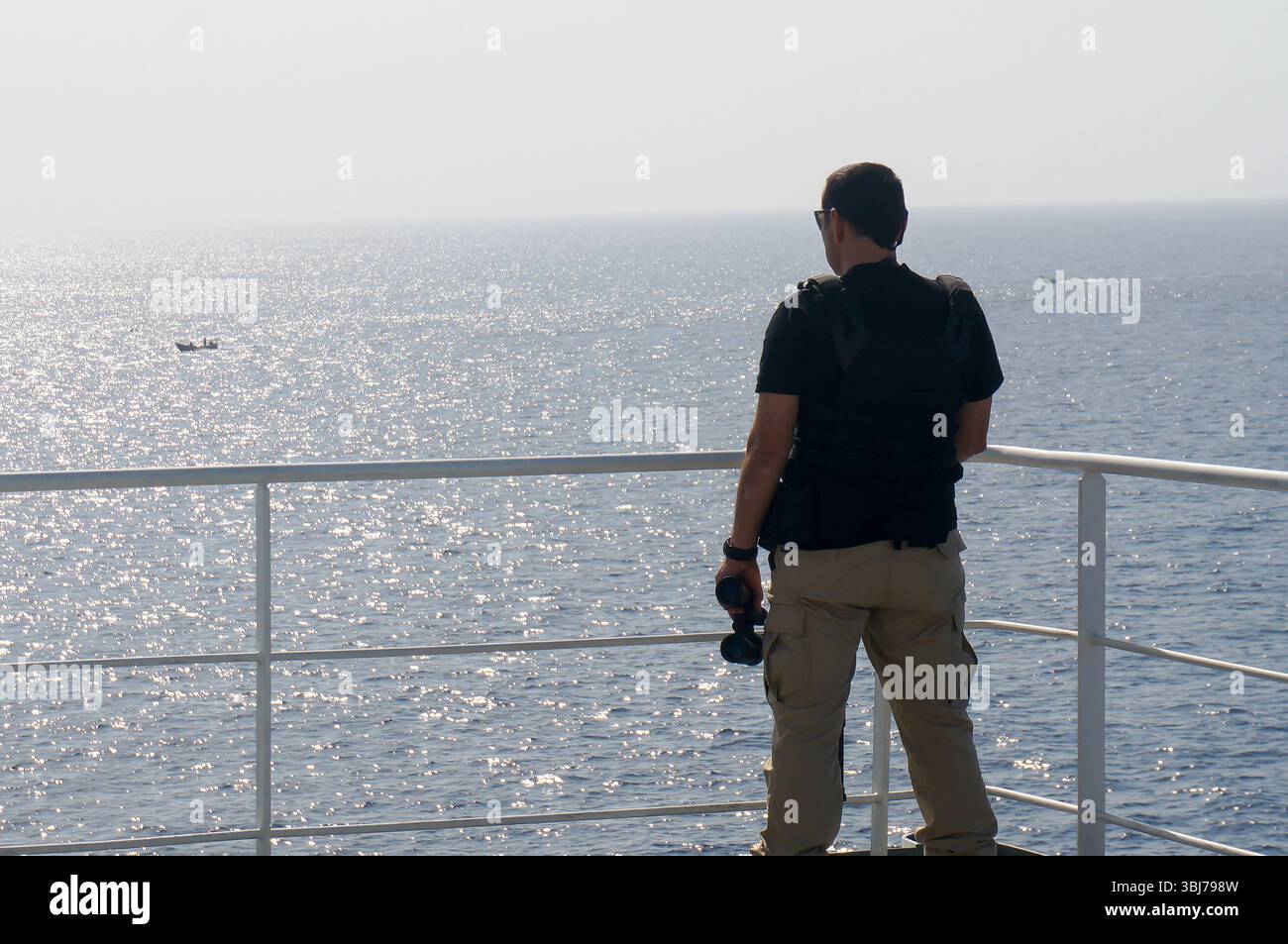 Gulf of Aden. Anti-piracy watch, lookout. Approaching of some go-fast ...