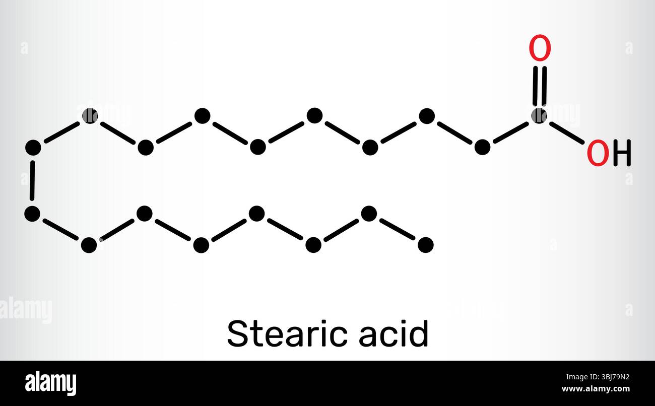 Stearic acid molecule. Saturated fatty acid found in food and cosmetics ...