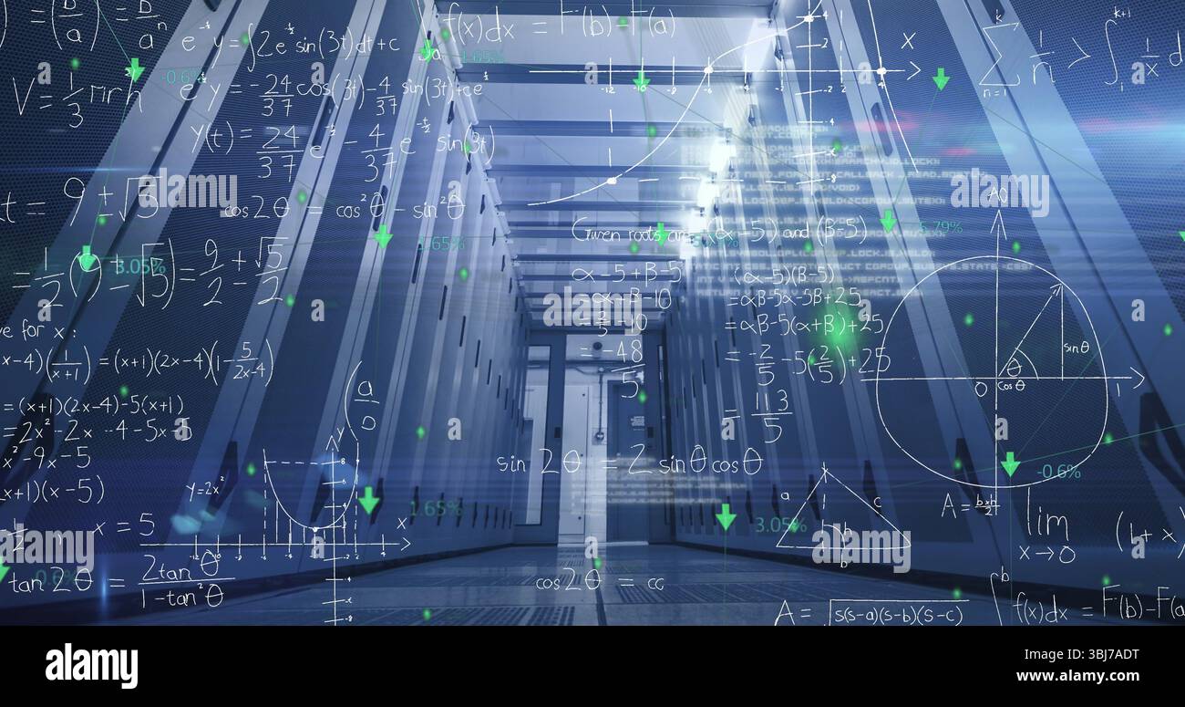 Displaying server racks in data center corridor, with holographic ...