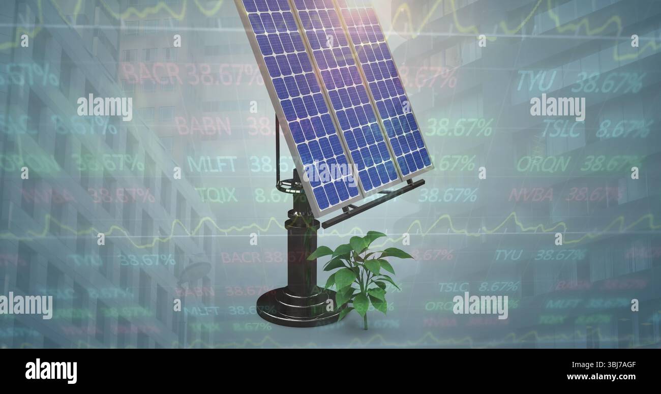 Showcasing solar panel on adjustable stand in digital composite, with ...