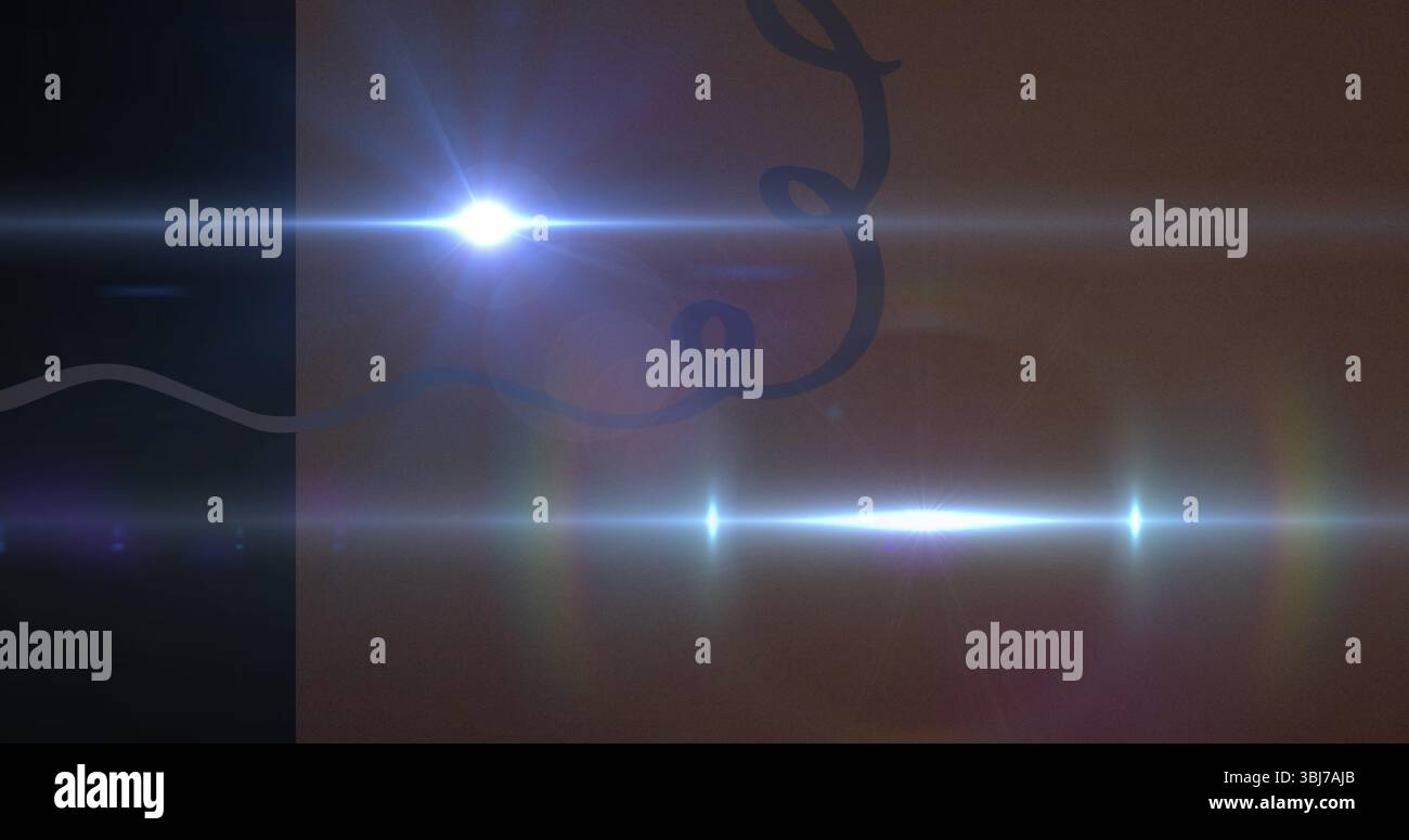 Displaying graphic with horizontal lens flare streaks on gradient, with ...