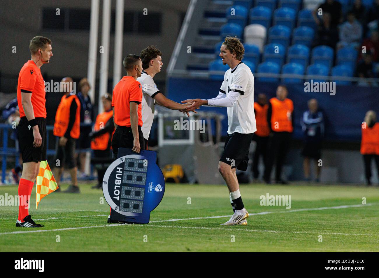 Paul Wanner and Nick Woltemade seen during UEFA Euro U-21 2025 game ...