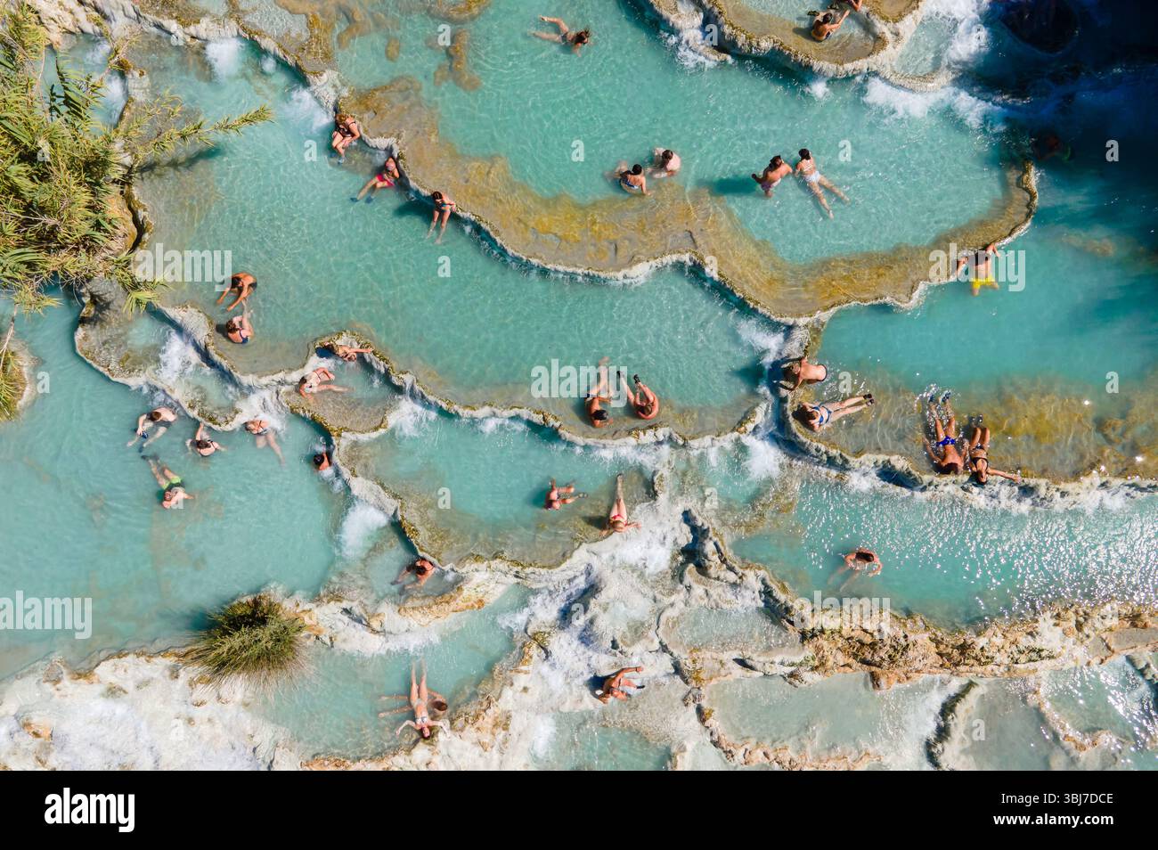 Aerial drone photo of Saturnia hot springs in Tuscany, Italy, showing ...