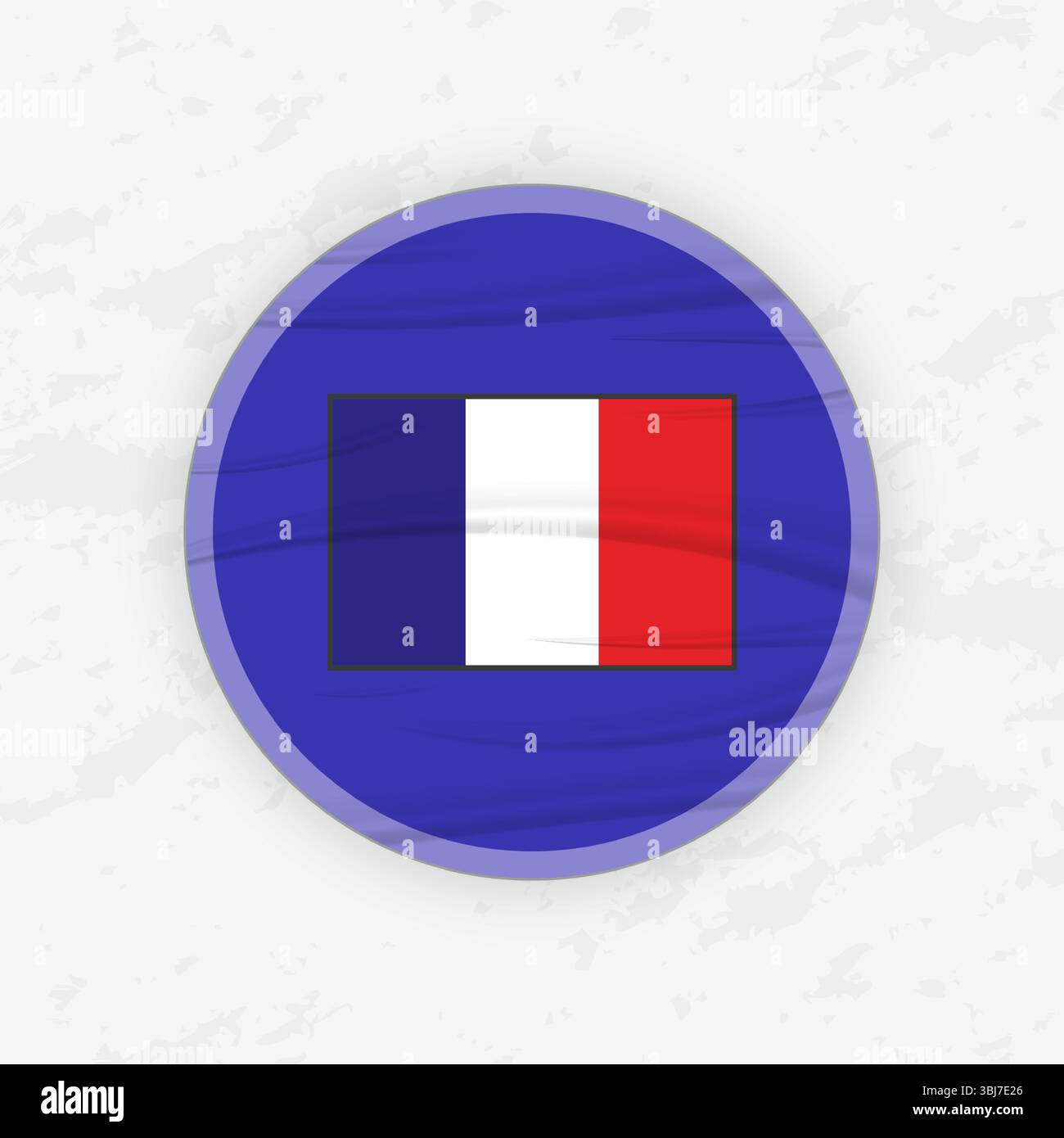 French Flag in a Circular Emblem Design, Abstract Round Sticker ...