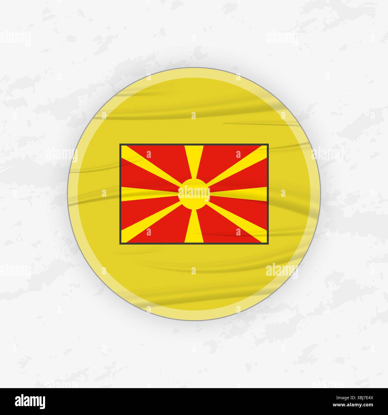 Macedonian Flag in a Circular Emblem Design, Abstract Round Sticker ...