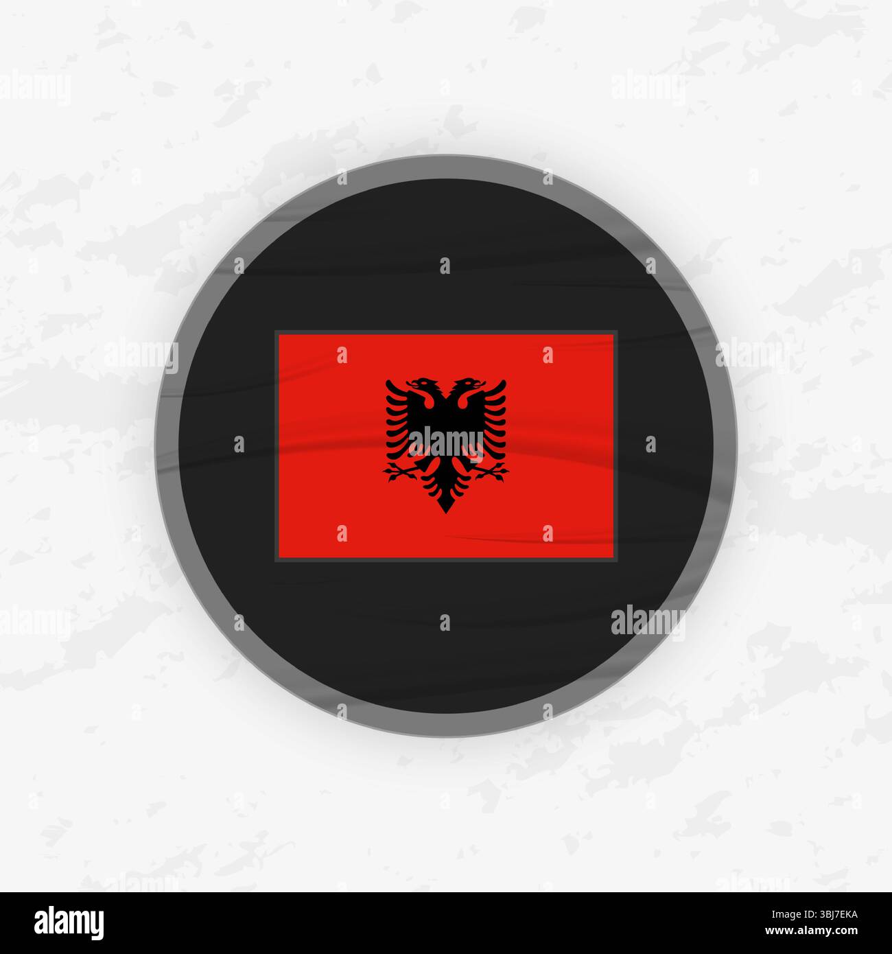 Albanian Flag in a Circular Emblem Design, Abstract Round Sticker ...