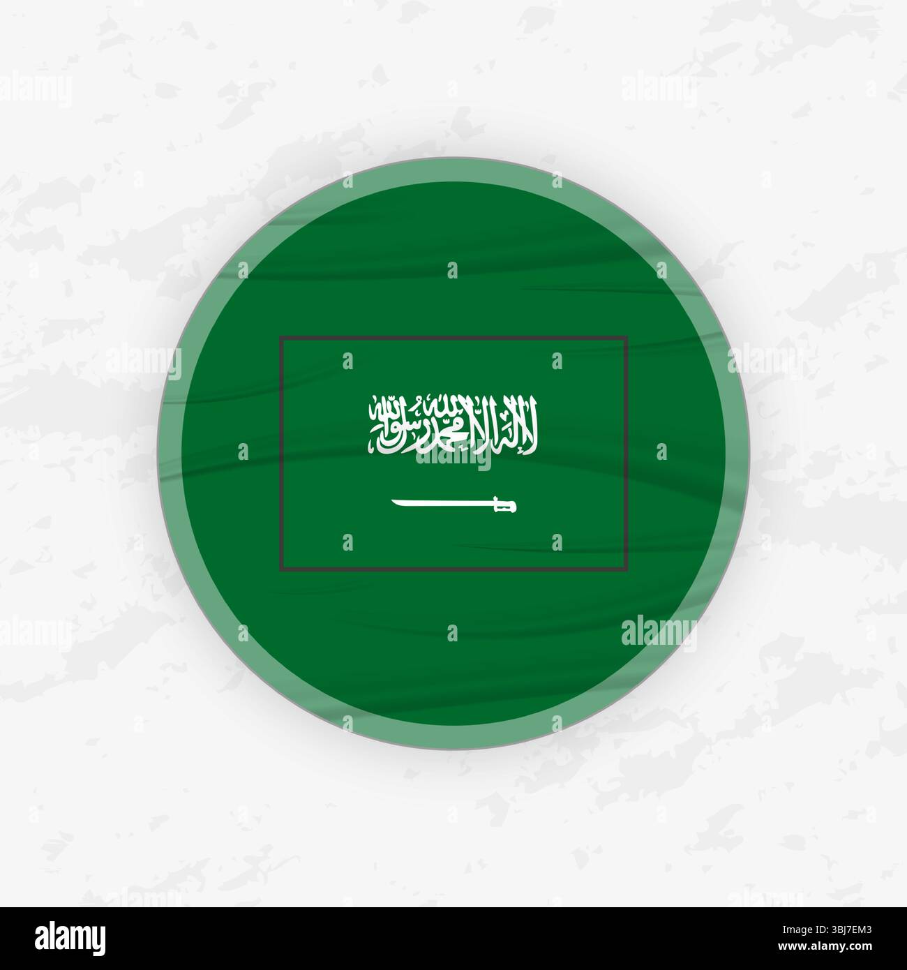 Saudi Flag in a Circular Emblem Design, Abstract Round Sticker ...