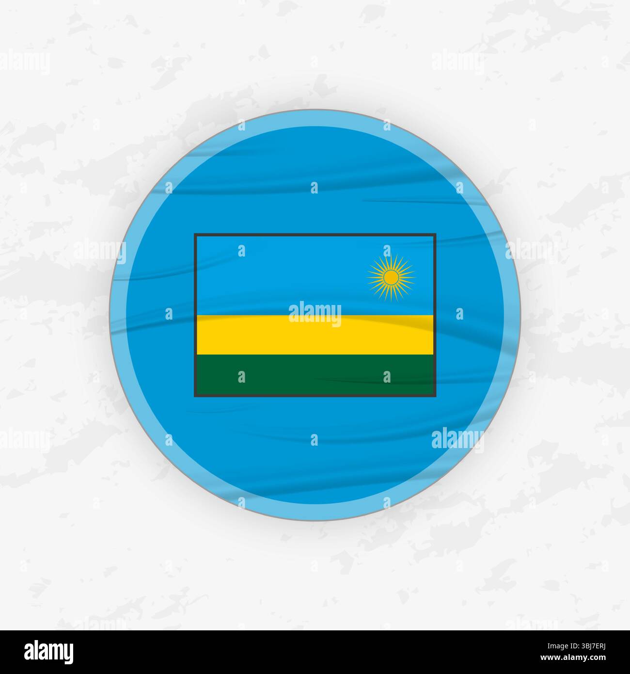 Rwandan Flag in a Circular Emblem Design, Abstract Round Sticker ...