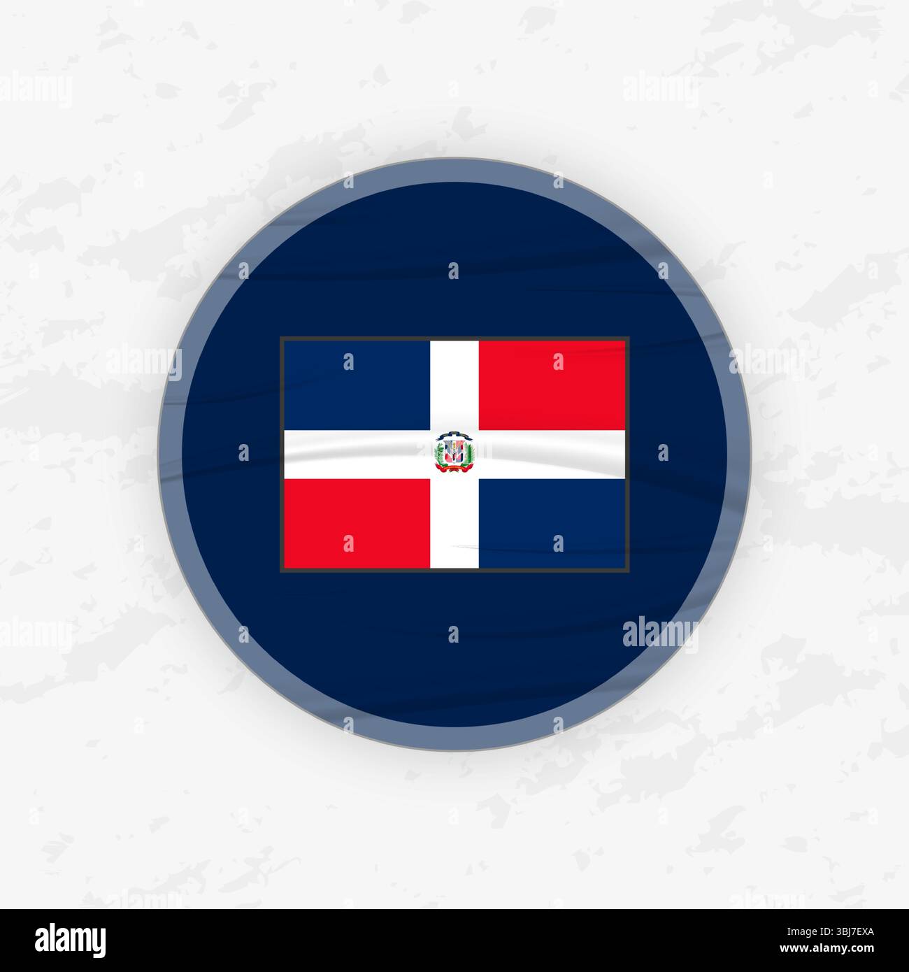 Dominican Flag in a Circular Emblem Design, Abstract Round Sticker ...