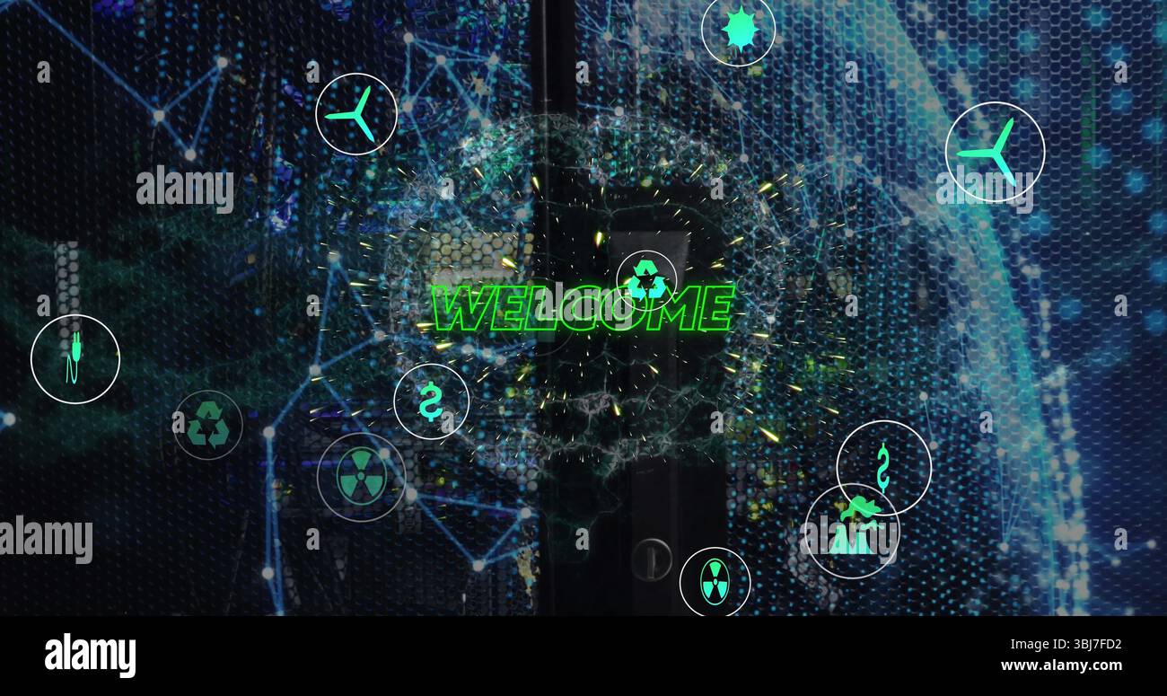 Animated cyber grid background neon hi-res stock photography and images ...