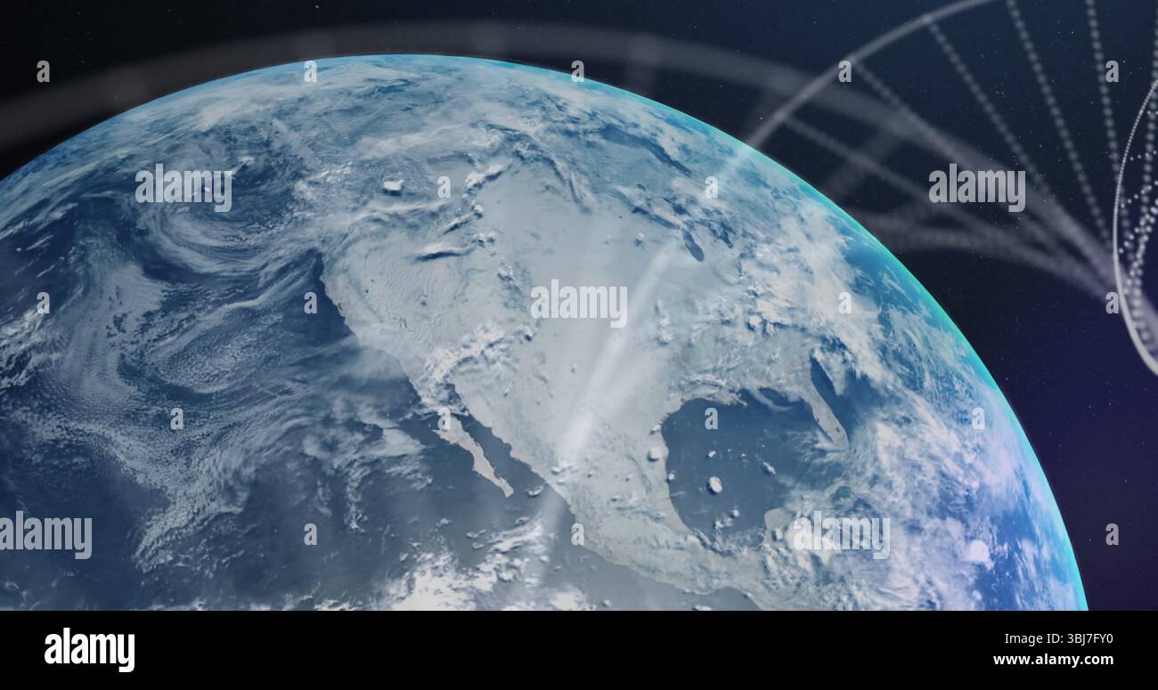 Revealing planet Earth rotating in outer space, with digital double ...