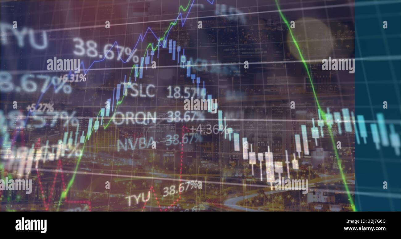 Overlaying stock tickers percentages hi-res stock photography and images - Alamy